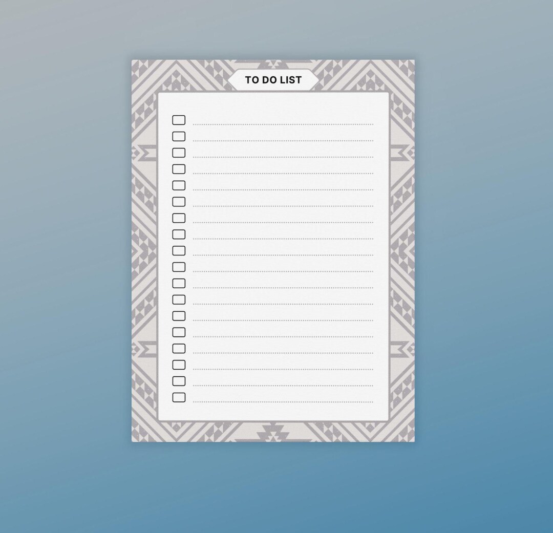 Blank to Do List Printable PDF, 8.5x11 Checklist, Aztec Print Themed ...