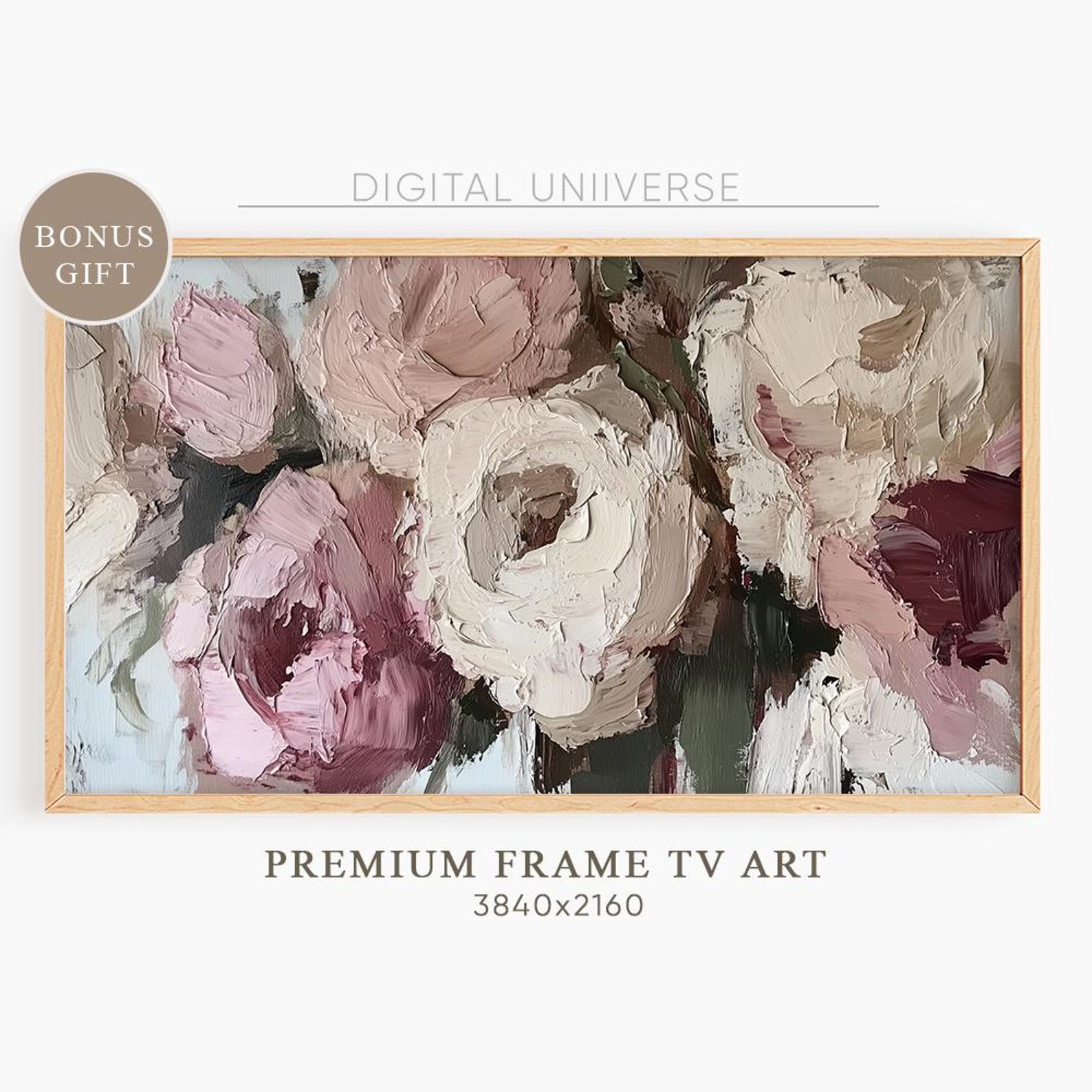 Samsung Frame TV Art, Vintage Roses Bouquet Still Life Oil Painting ...