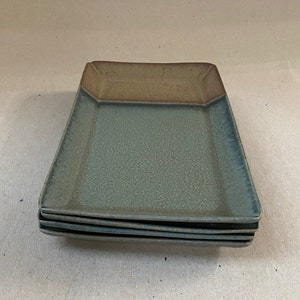Stoneware Rustic Brown and Woodland Green Bread Plate, Dessert Tray ...