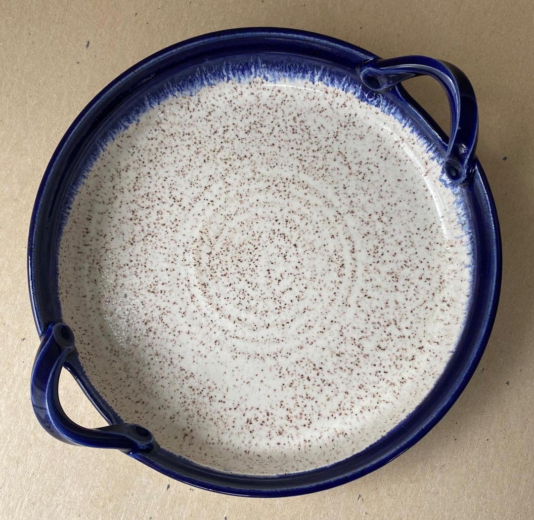 Cobalt Blue and Speckled White Stoneware Baking / Serving Dish With ...
