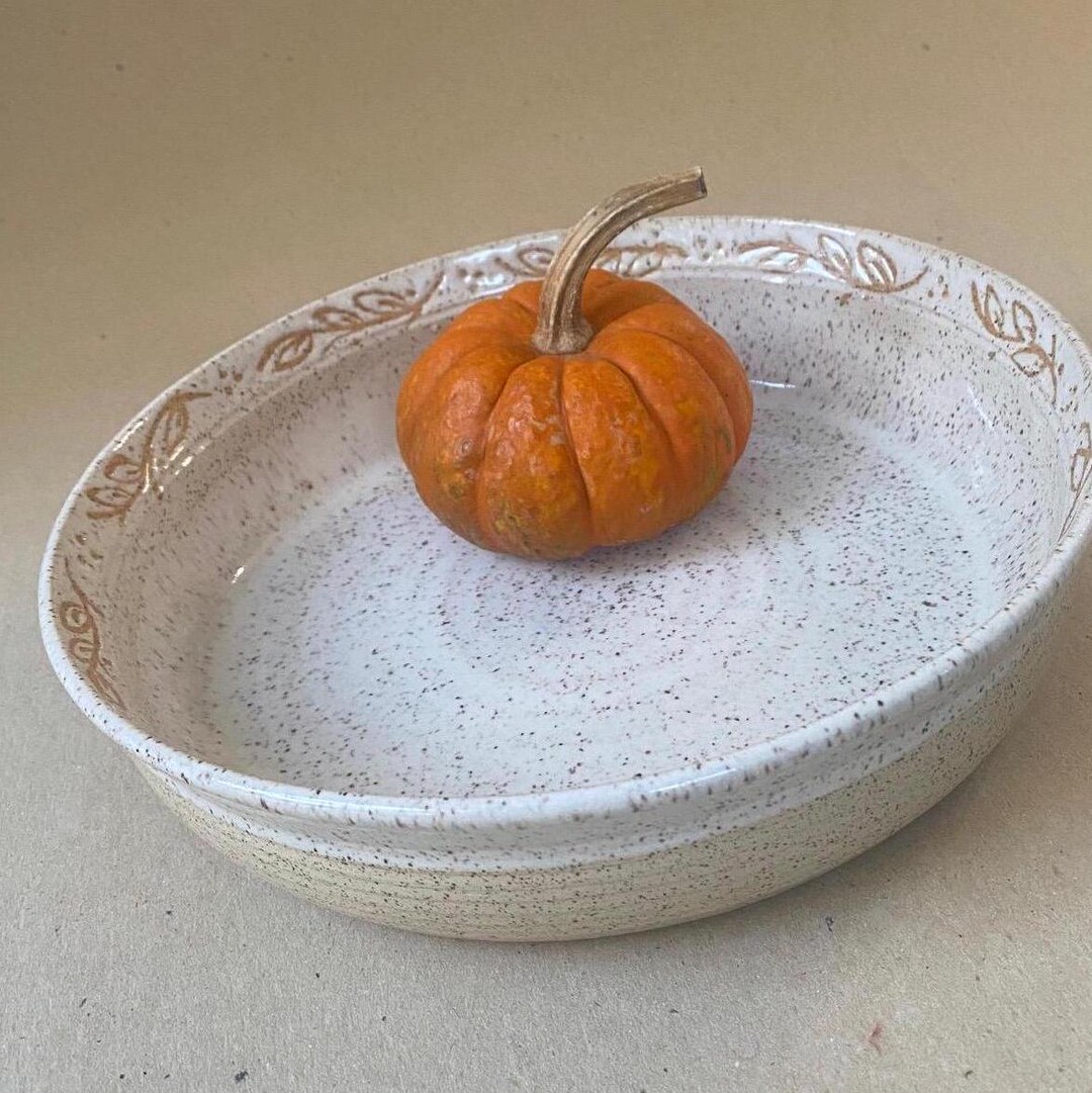 Rustic Stoneware Speckled White and Natural Baking Dish, Oven to Table ...