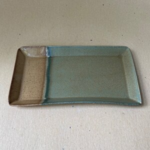 Stoneware Rustic Brown and Woodland Green Bread Plate, Dessert Tray ...