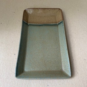 Stoneware Rustic Brown and Woodland Green Bread Plate, Dessert Tray ...