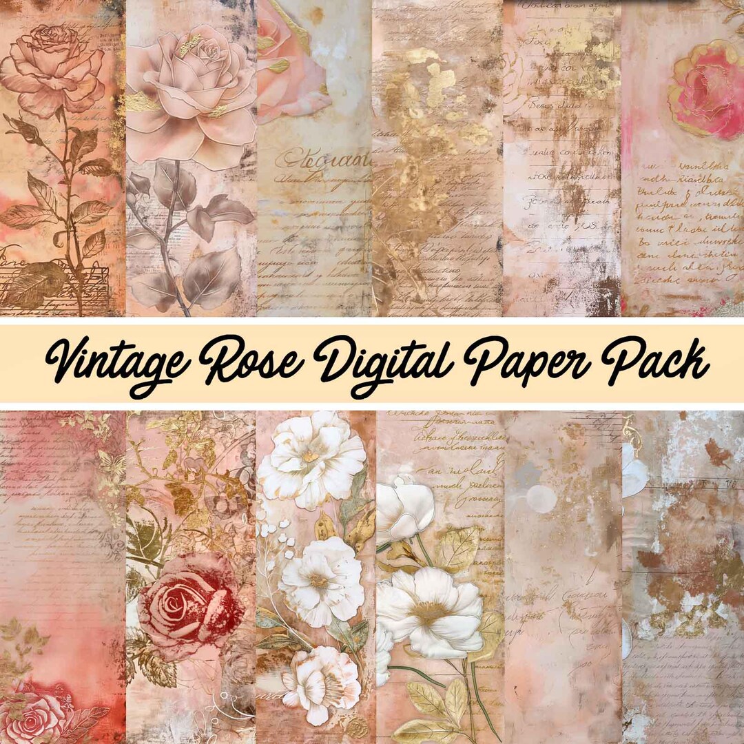 Vintage Rose Scrapbook Paper Pack Vol.1 Digital Download - Etsy
