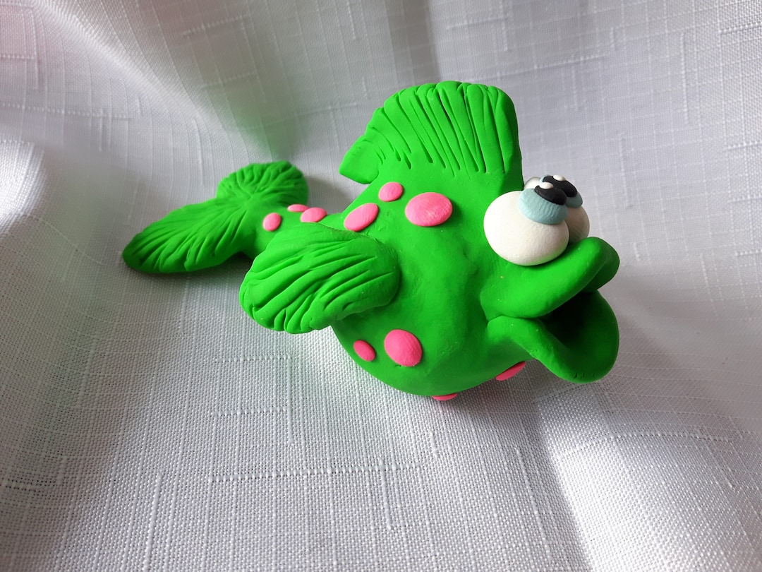 Fish Figurine, Fish Cake Topper, Cartoon Fish, Funny Fish, Polymer Clay ...