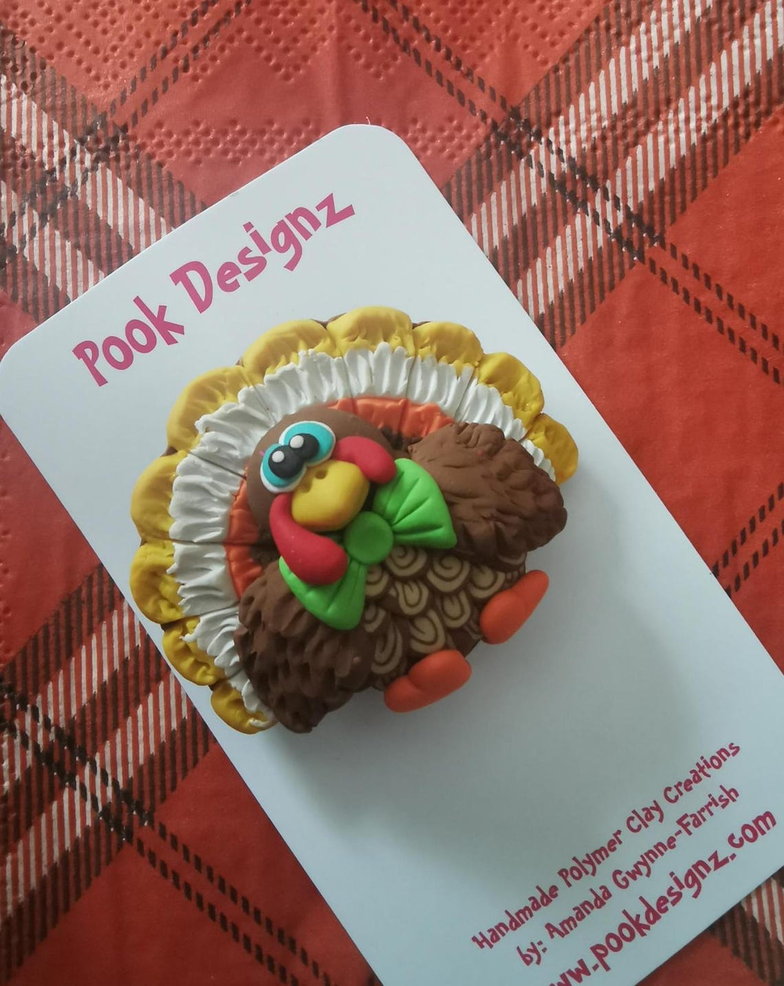 Turkey Brooch, Thanksgiving Turkey Brooch, Pook Designz L'il Turkey ...