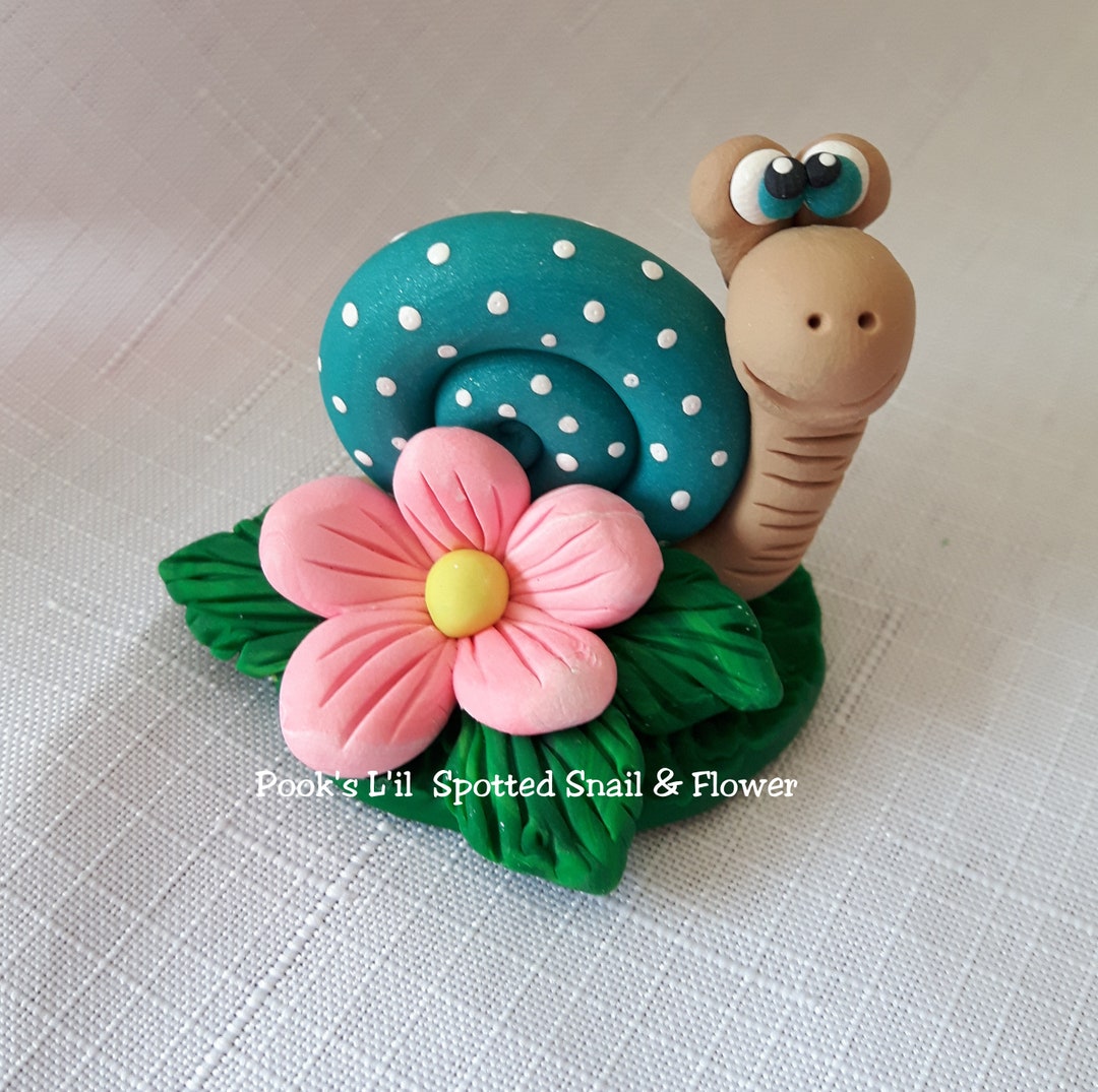 Garden Snail Figurine, Spotted Blue Garden Snail, Pook Designz Figurine ...