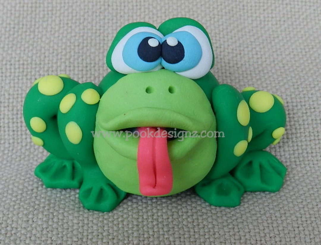 Frog Figurine, Frog Cake Topper, Pook Designz, Polymer Clay Frog - Etsy