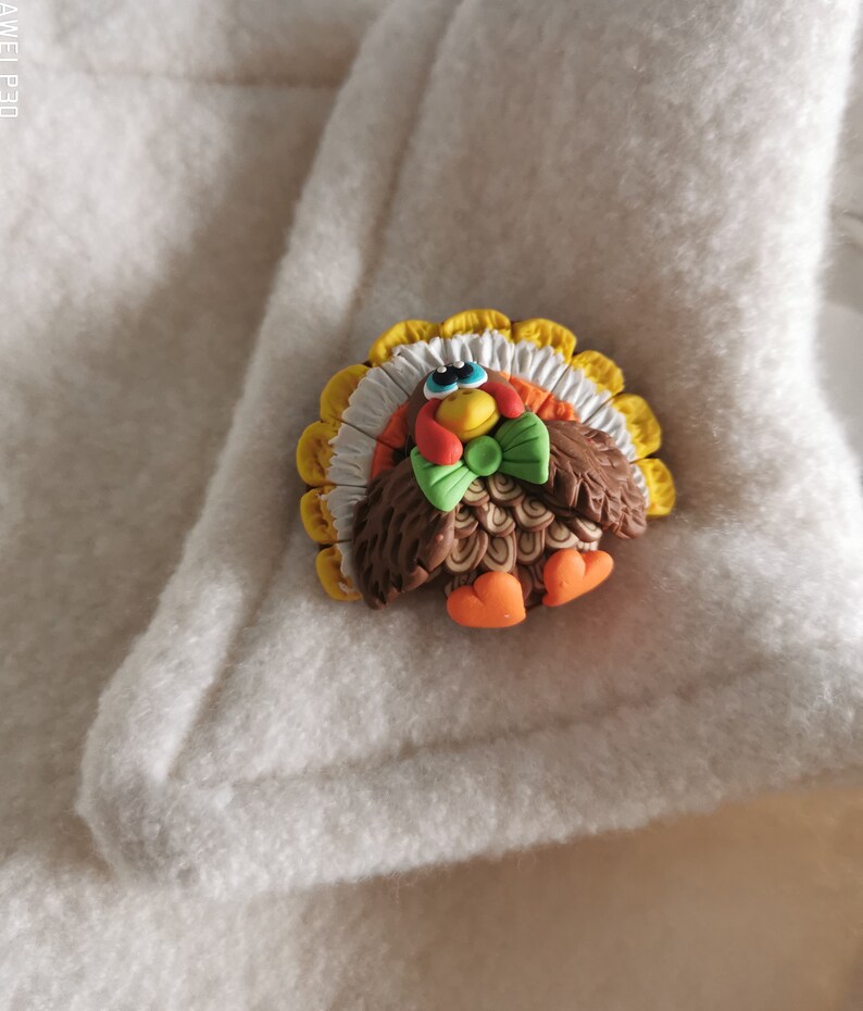Turkey Brooch, Thanksgiving Turkey Brooch, Pook Designz L'il Turkey ...