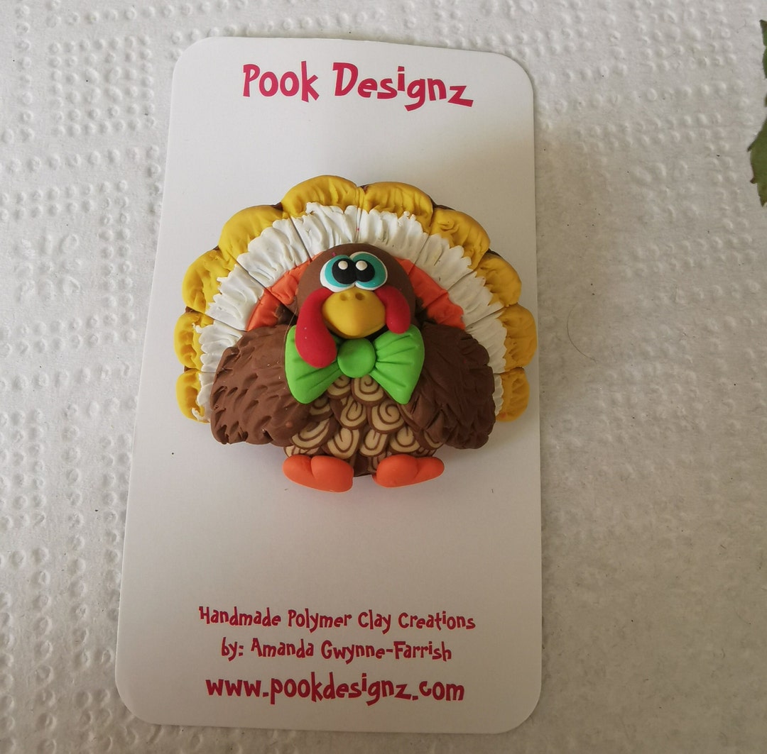Turkey Brooch, Thanksgiving Turkey Brooch, Pook Designz L'il Turkey ...