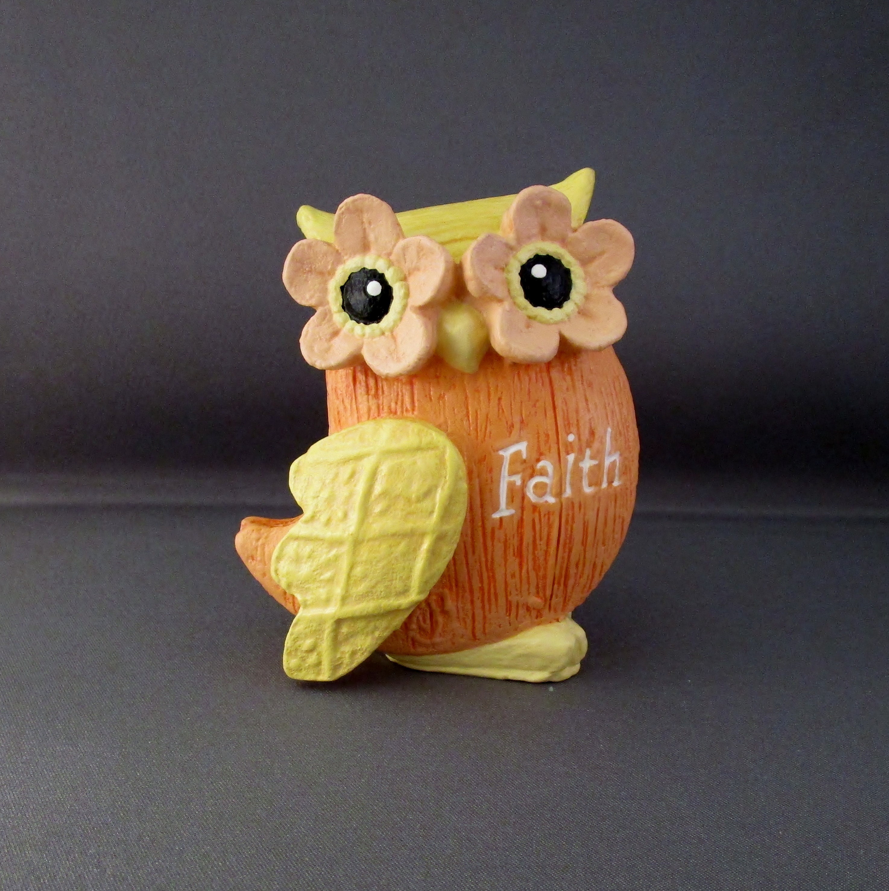Orange Owl Faith Hope Love Owl Figurine Owl Owl Decor | Etsy