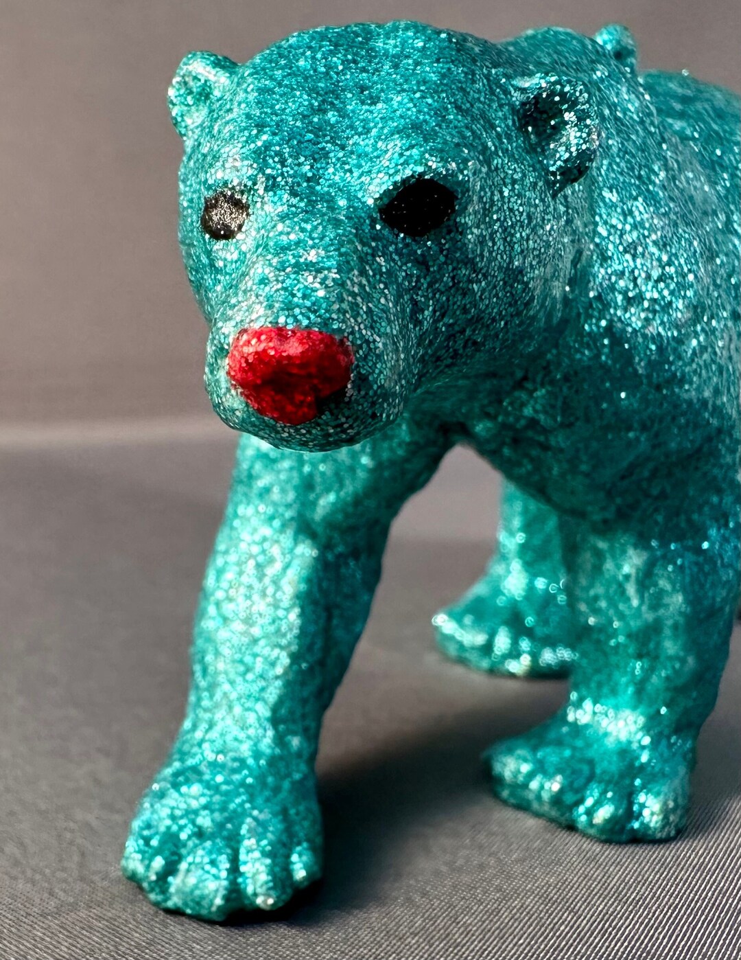 Glitter Polar Bear Christmas Ornament: Red Nose Arctic Animal - Etsy