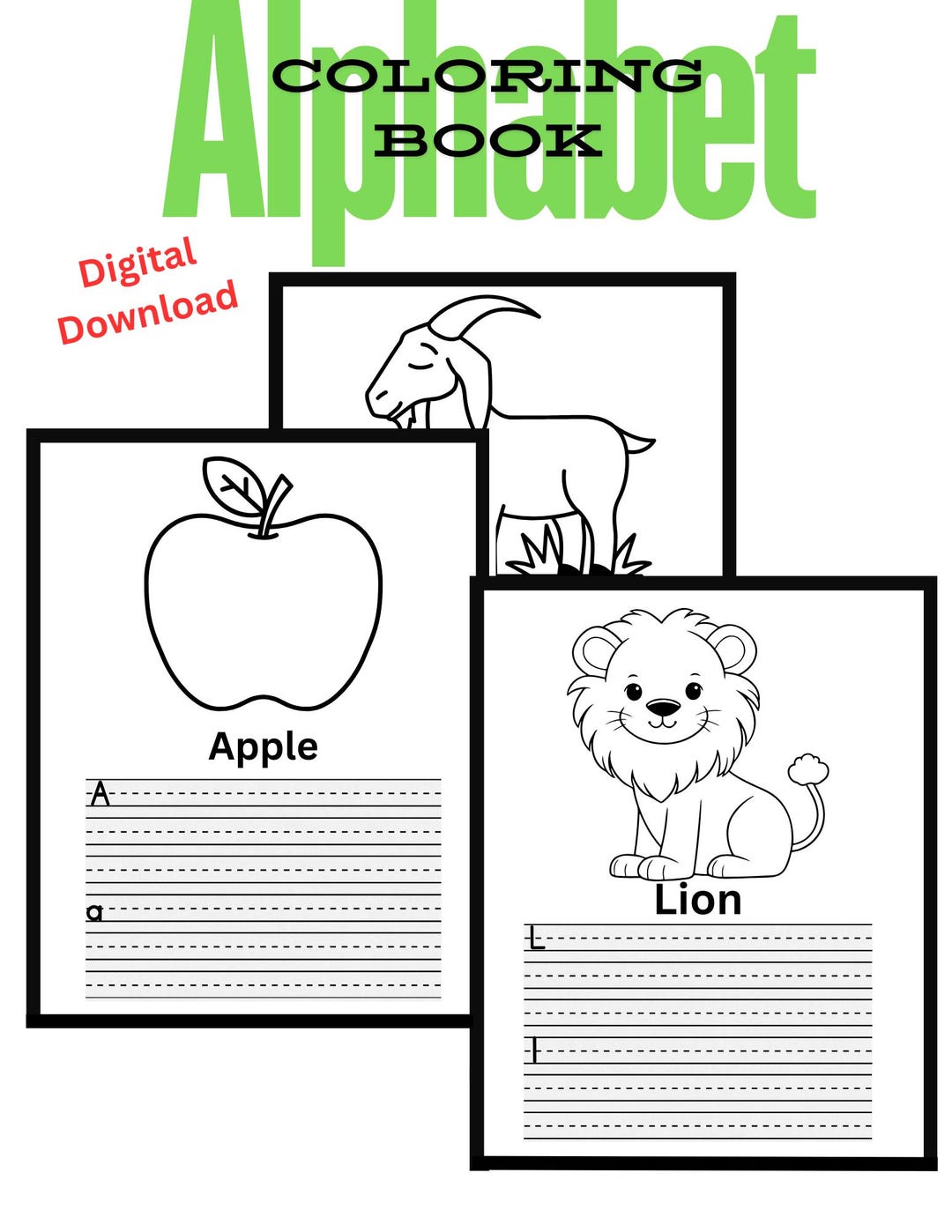 A Simple Digital Alphabet Coloring & Writing Practice Book – Instant ...