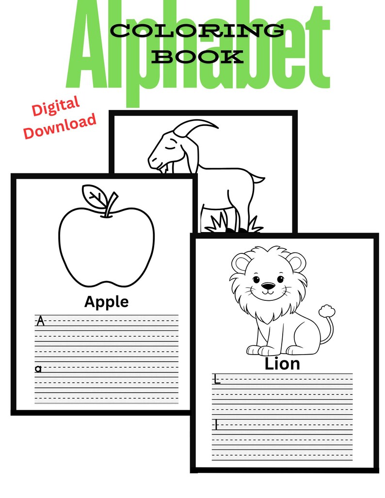 A Simple Digital Alphabet Coloring & Writing Practice Book – Instant ...