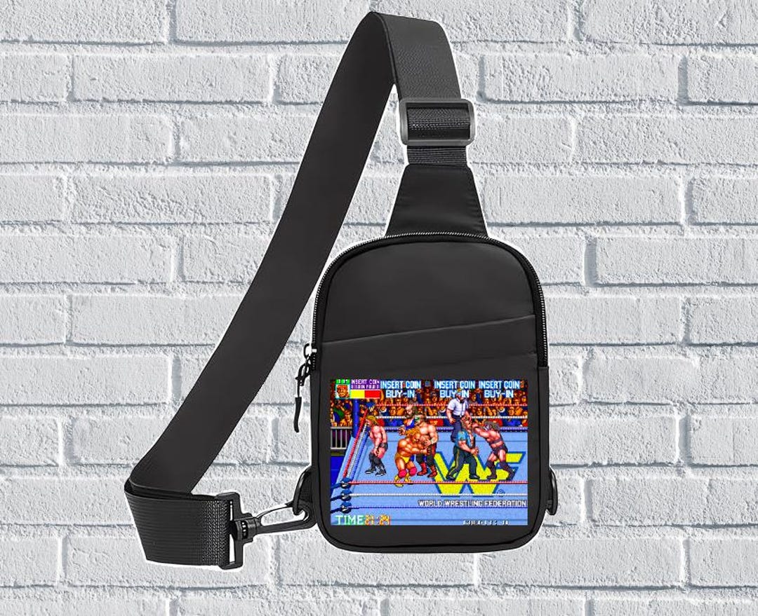 WWF RETRO Wrestling Man Bag Shoulder Chest Bum Crossbody Small Backpack ...