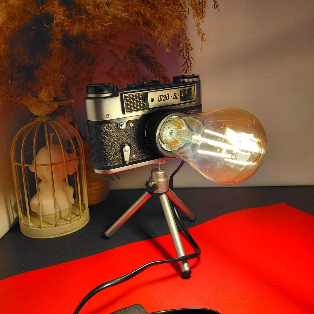 Vintage Camera Desk Lamp: Upcycled FED 5C Industrial Decor Antique Lamp ...