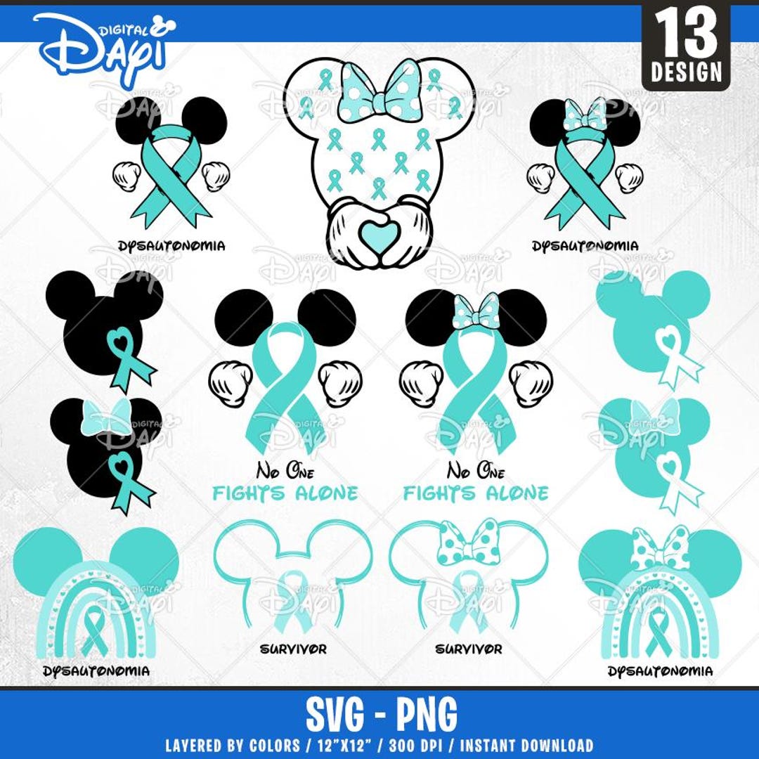 Bundle Mouse Dysautonomia Sticker,dysautonomia Awareness Ribbon Svg ...