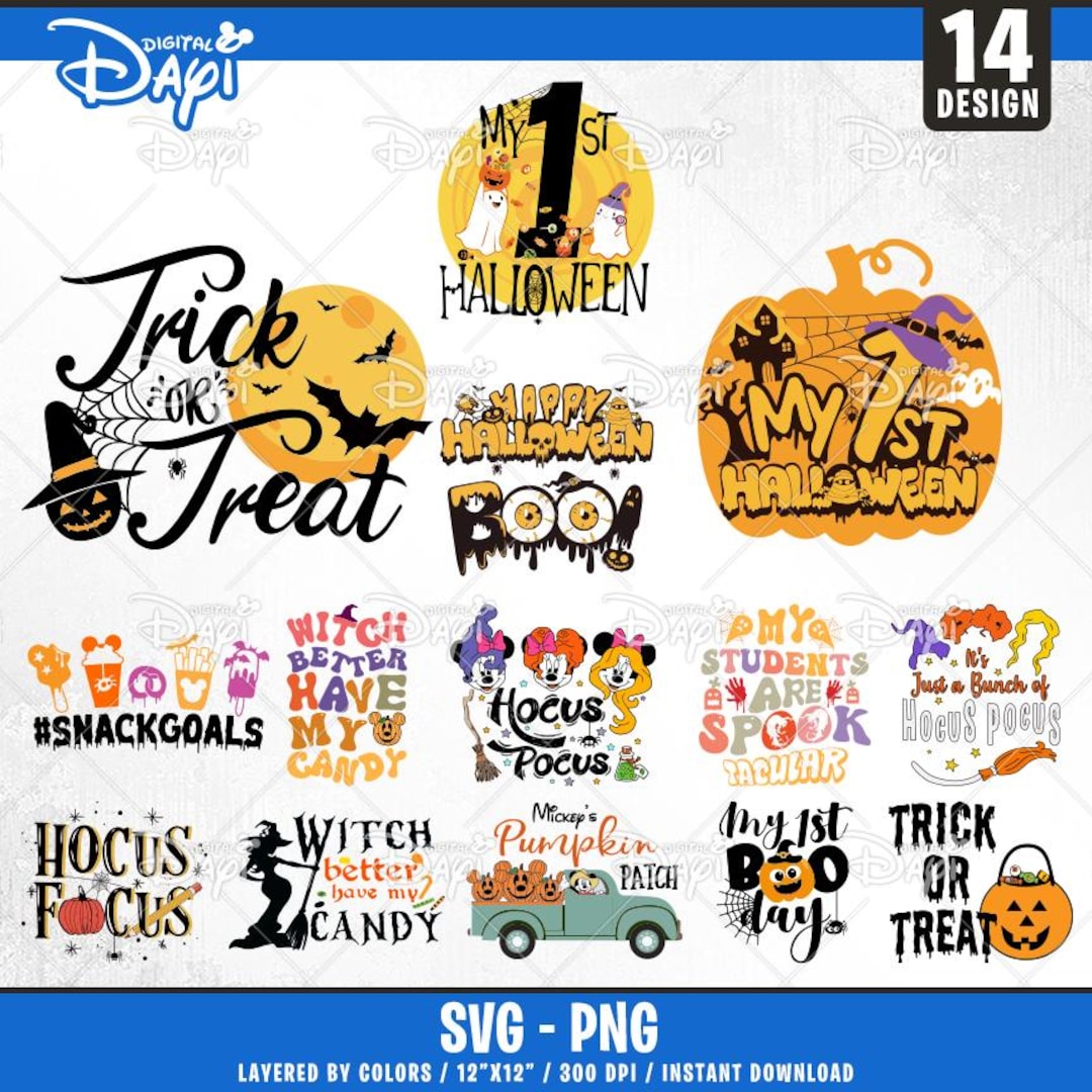 Spooky Halloween SVG PNG Bundle: Ghosts, Pumpkins, Witches (digital ...