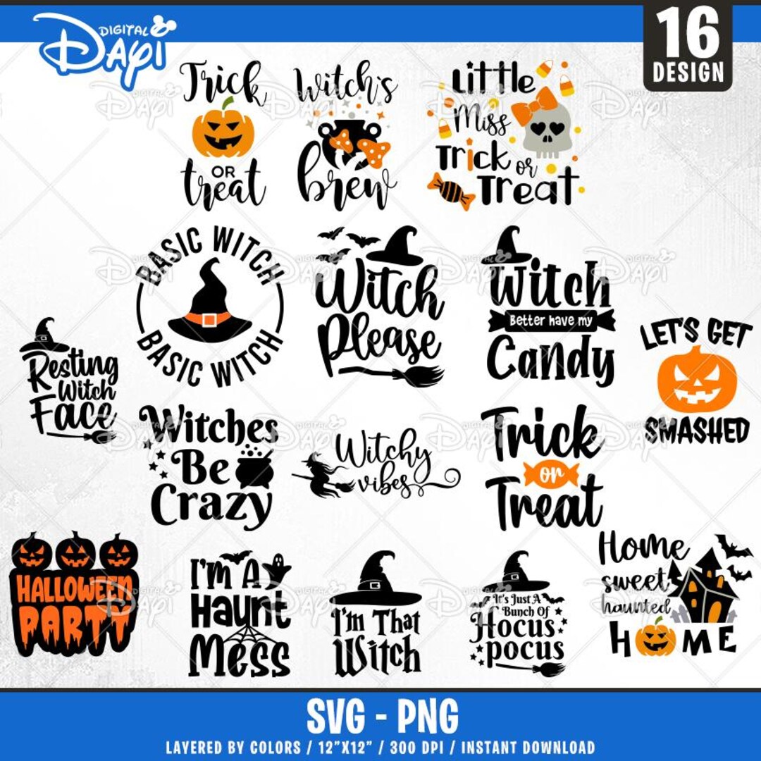 Halloween SVG PNG Bundle,spooky Designs,phrases,trick or Treat,witch's ...