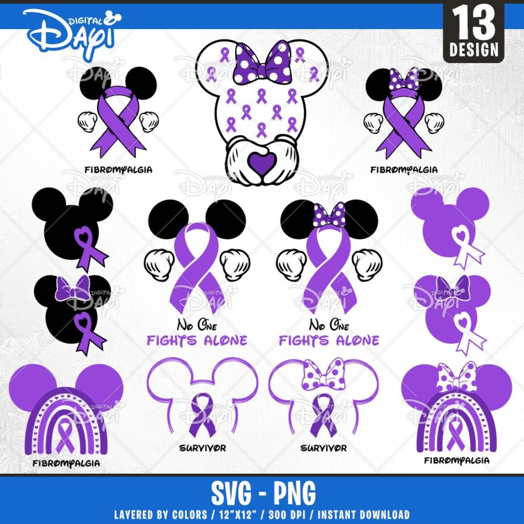 Fibromyalgia Awareness Mouse Stickers: Fibro Warrior Ribbon (digital ...