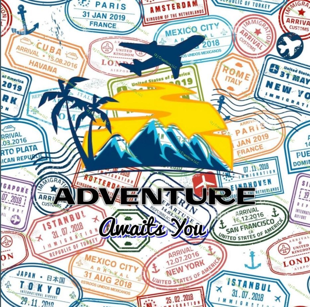 Travel Stamps "adventure Awaits You" - Etsy