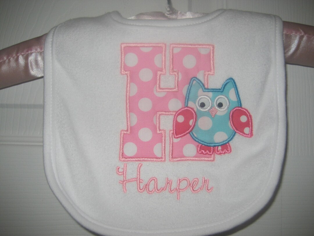 Owl Monogrammed Baby Bib, Personalized Baby Bib, Baby Bib, Cake Smash ...
