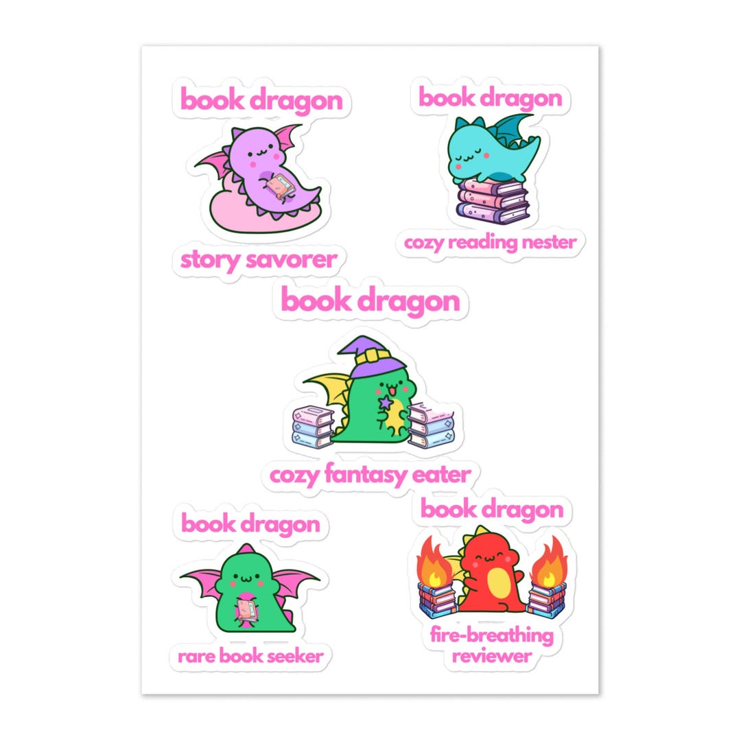 Book Dragon 2.0 Sticker Sheet - Etsy