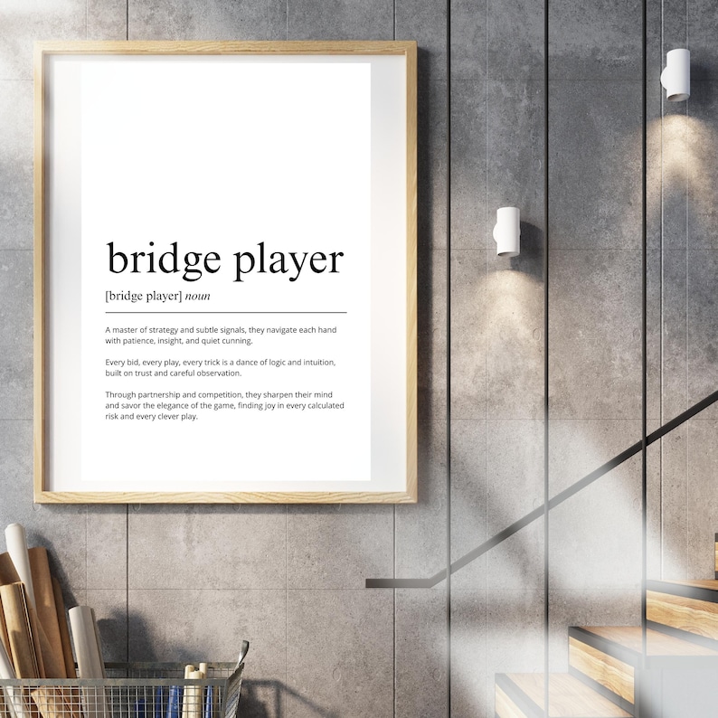 Bridge Player Definition Print | Minimalist Card Game Wall Art (digital ...