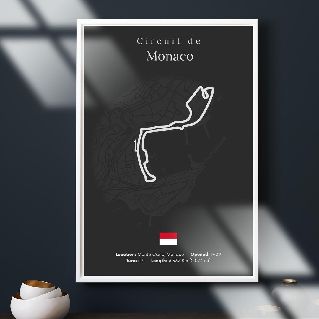Monaco F1 Track Poster | Minimalist Racing Circuit Art (digital ...