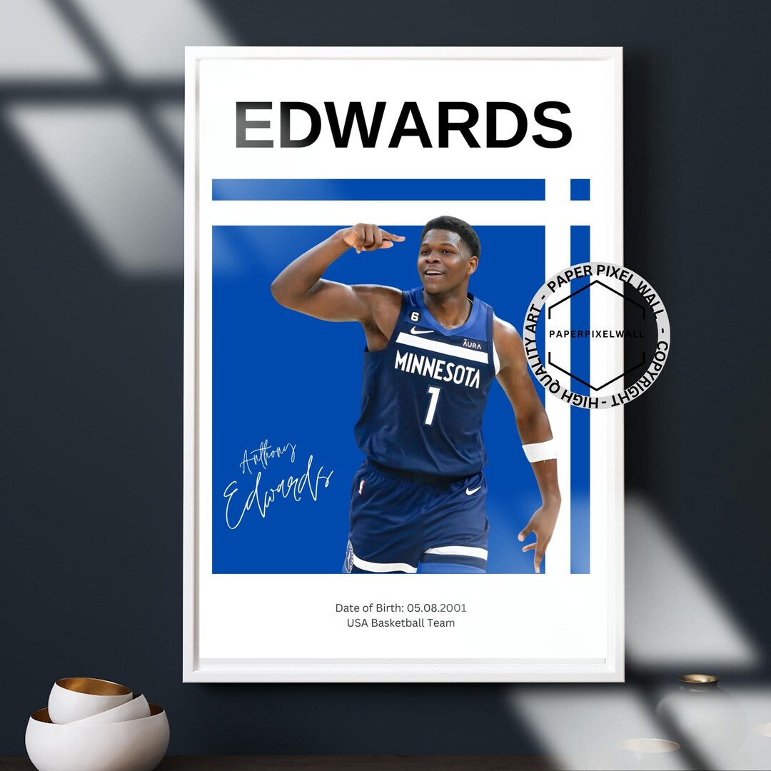 Basketball Player Portrait Poster in Modern Blue Design (digital ...