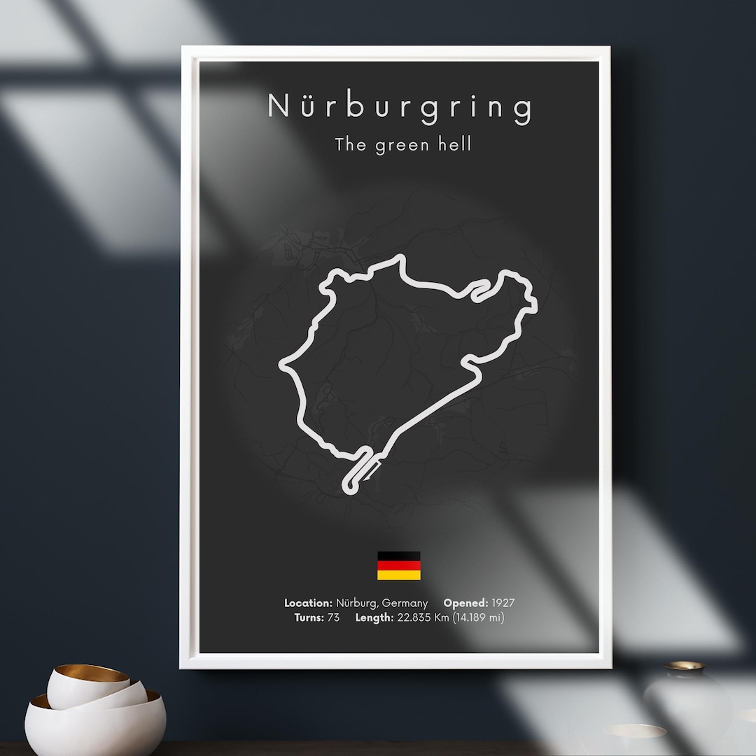 Nurburgring Race Track Map Art | Minimalist German Circuit (digital ...