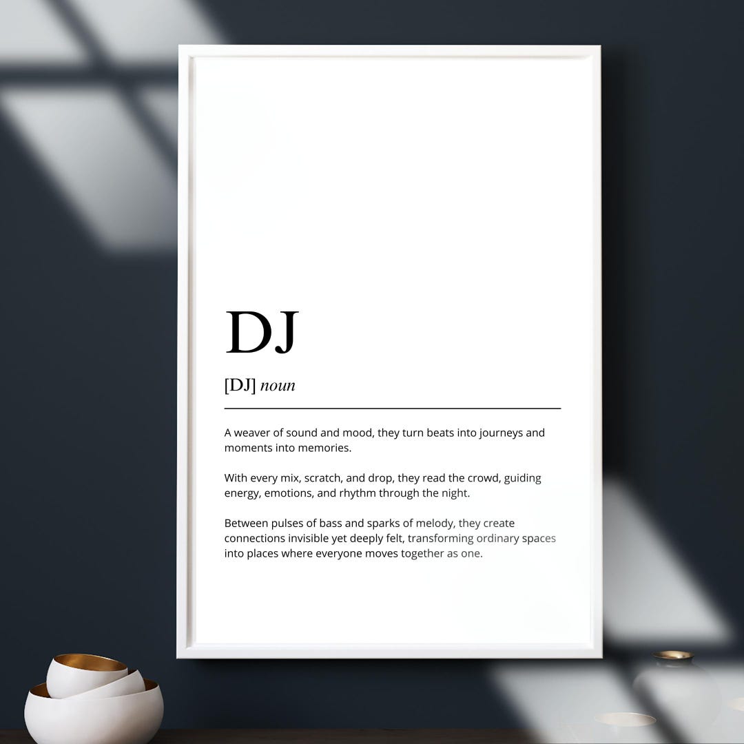 DJ Definition Art Print | Minimalist Music Lover Gift (digital Download ...
