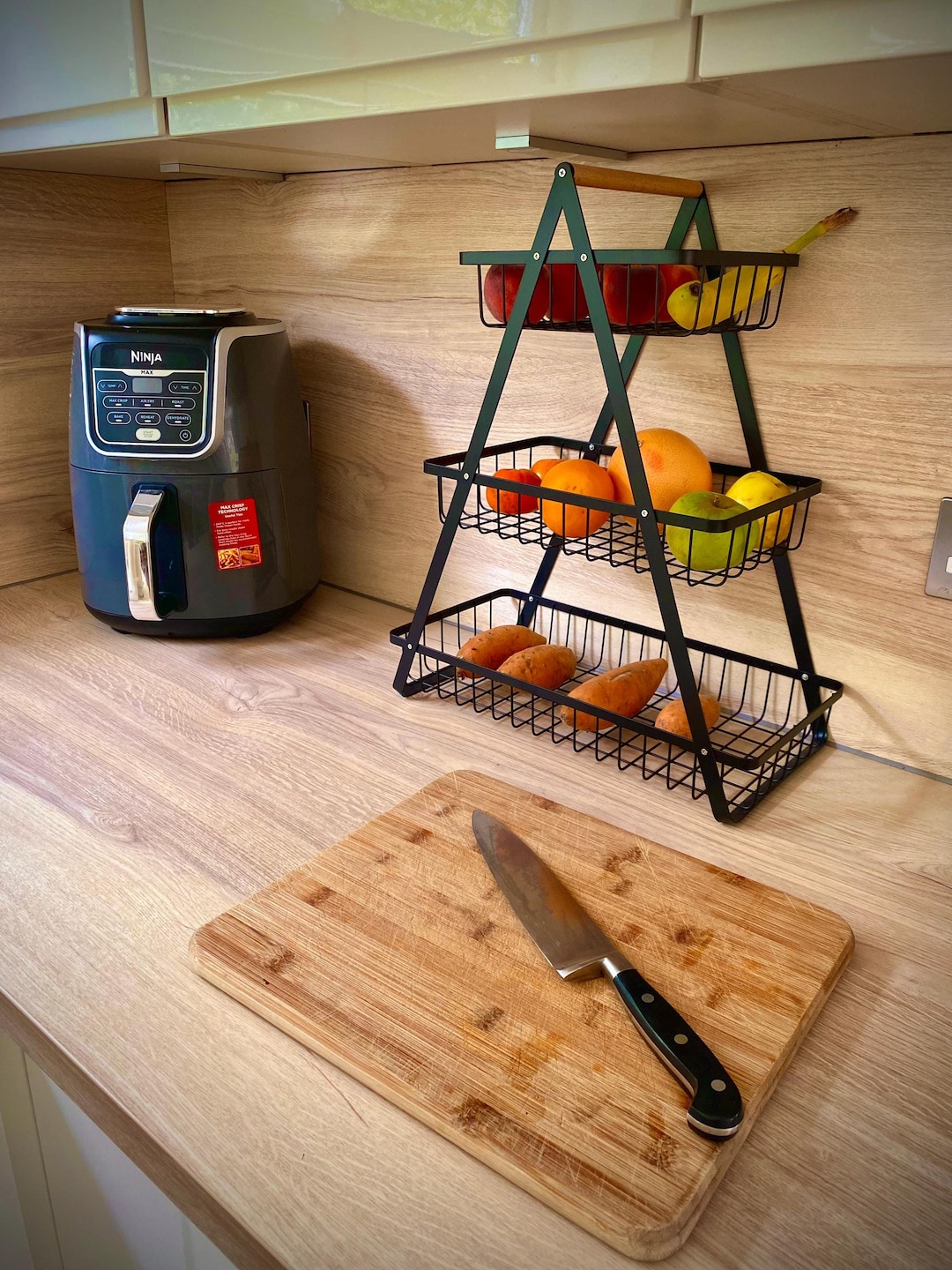 Contemporary 3-tier Black Wire Mesh Fruit & Veg Storage Basket ...