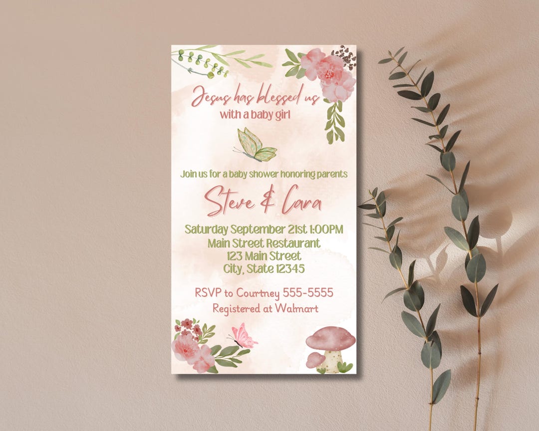 Jesus Has Blessed Us With a Baby Girl Christian Baby Shower Invitation ...