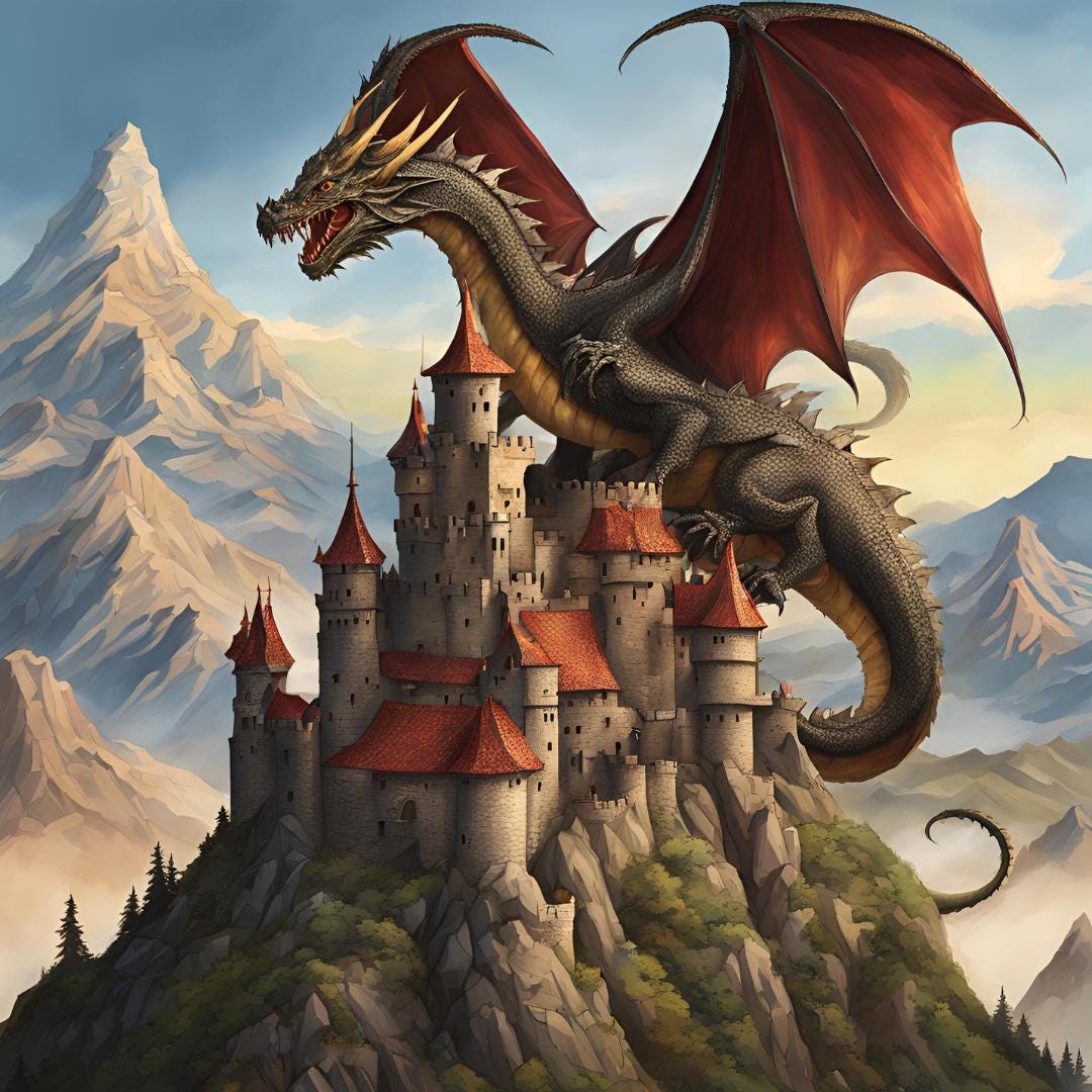 This is a Dragon and a Castle - Etsy