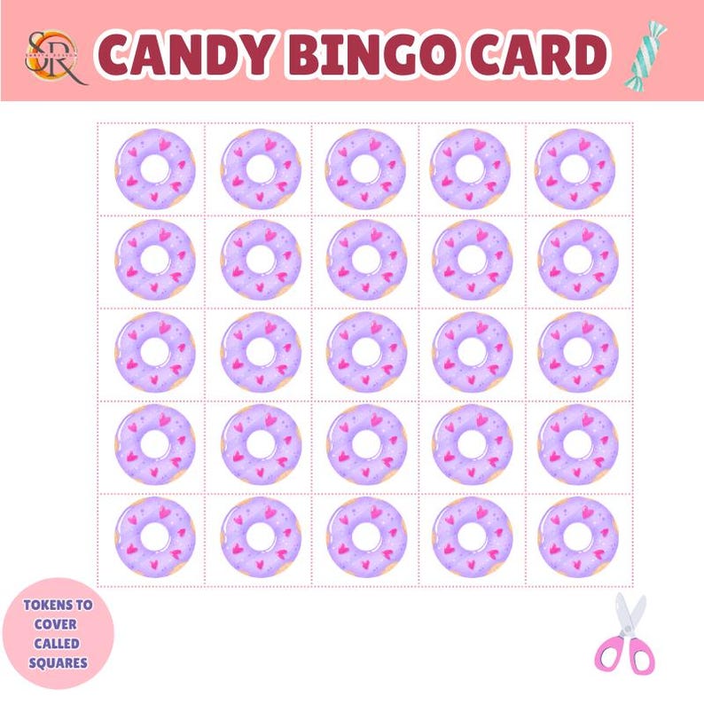 Candy-themed Bingo Set: 50 Full-page and Half-page Cards With Calling ...