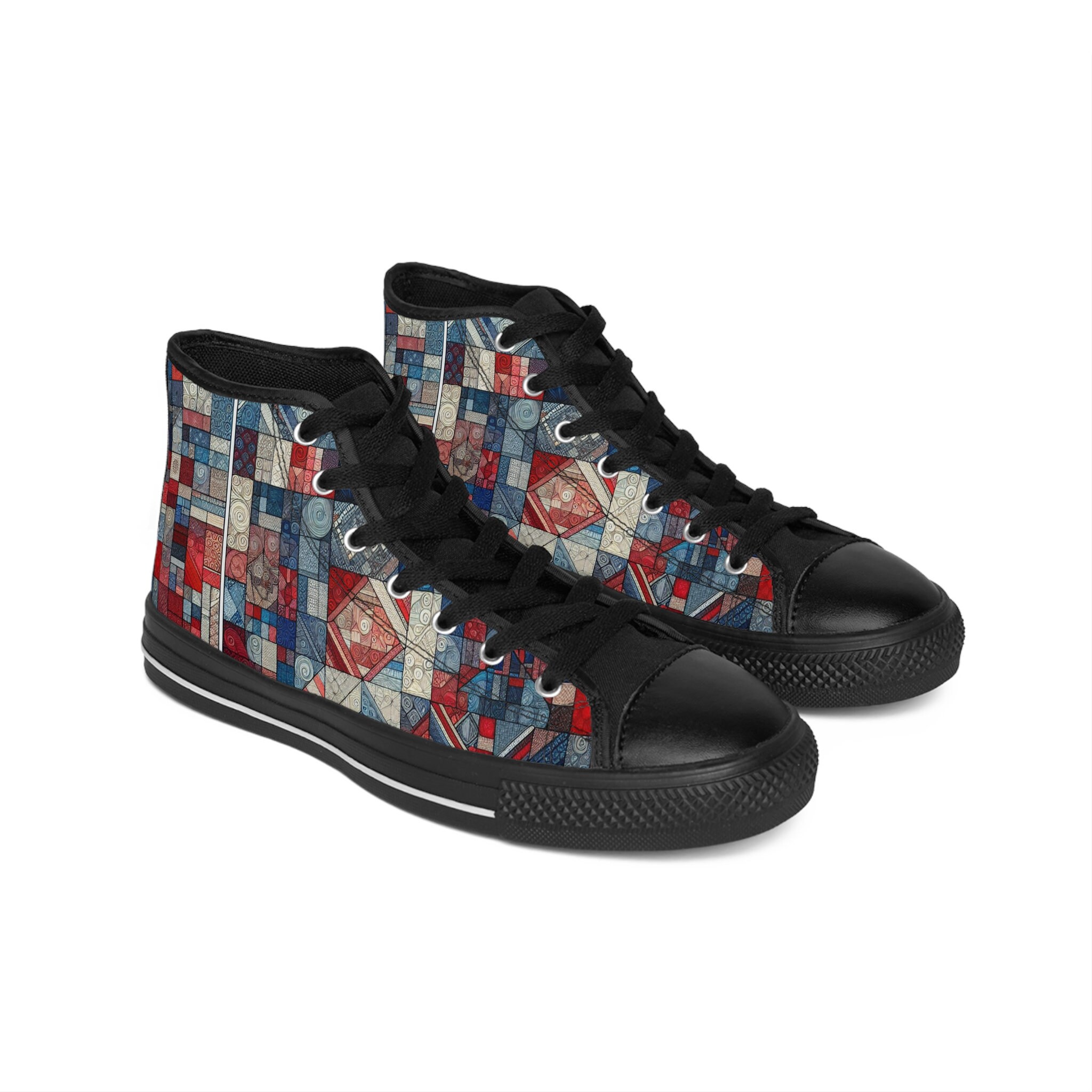Patchwork Quilt Mid Top Sneakers: Motokimono Design - Etsy