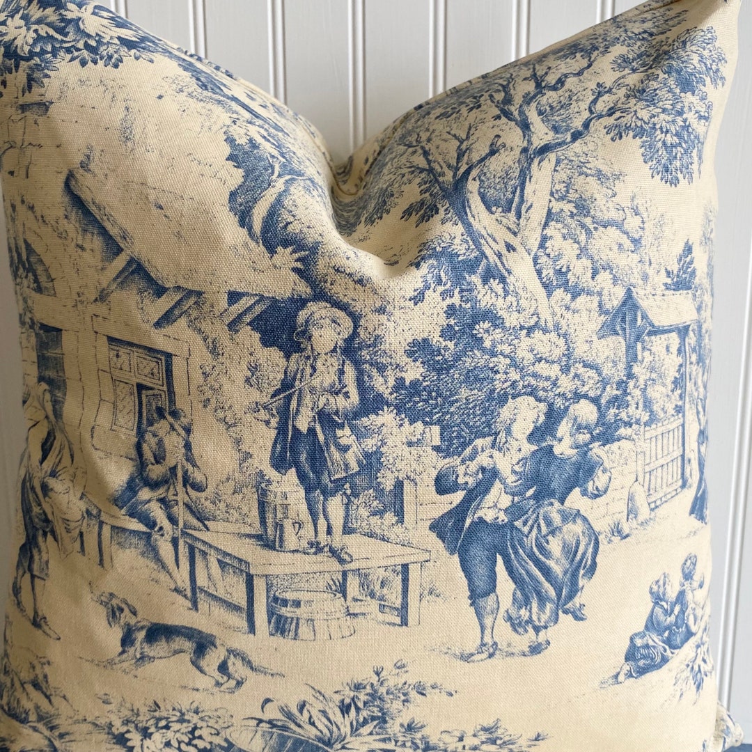 Blue Toile Pillow Cover – French Country Farmhouse, Stof France - Etsy
