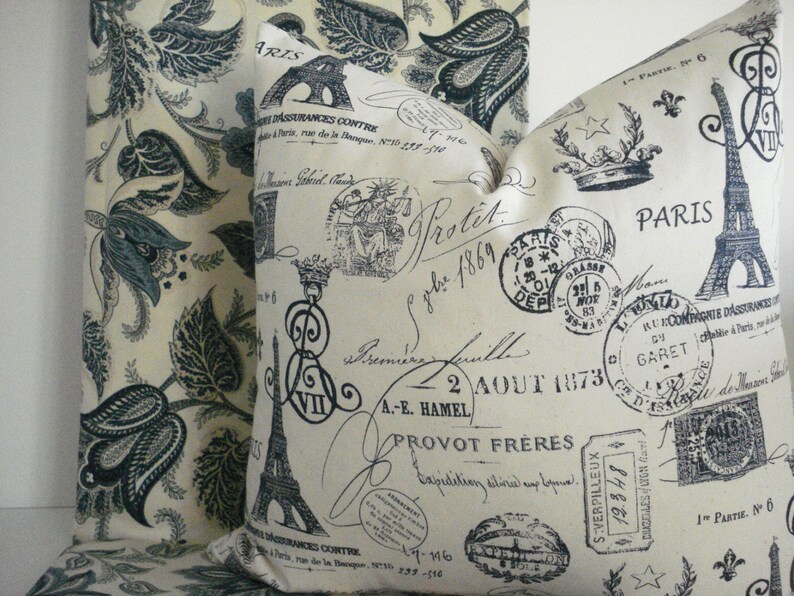 BOTH Sides French Script Designer Decorative Pillow | Etsy