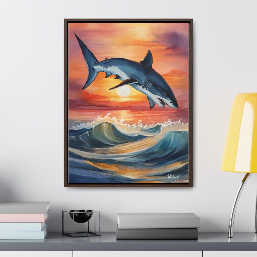 Air Jaws Great White Shark Sunset/sunrise Ocean Nautical Painting Art ...
