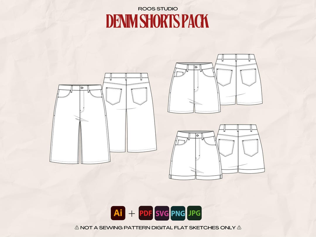 Denim Shorts Pack – Low-waisted Jorts, High-waisted Shorts | Flat ...