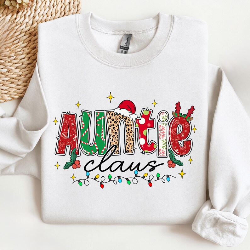 Auntie Claus Ready to Press Dtf, Christmas Family Dtf Transfer, Merry ...