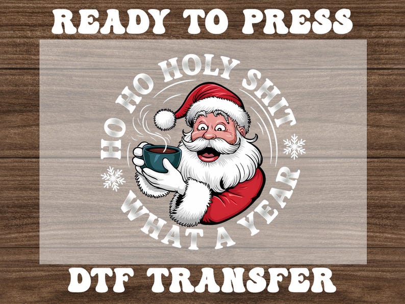 Ho Ho Holy Shit What a Year Dtf, Funny Santa Ready to Press Heat ...
