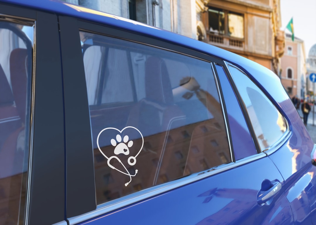 Paw and Stethoscope Car Decal, Vet Doctor UV DTF Sticker, Durable ...