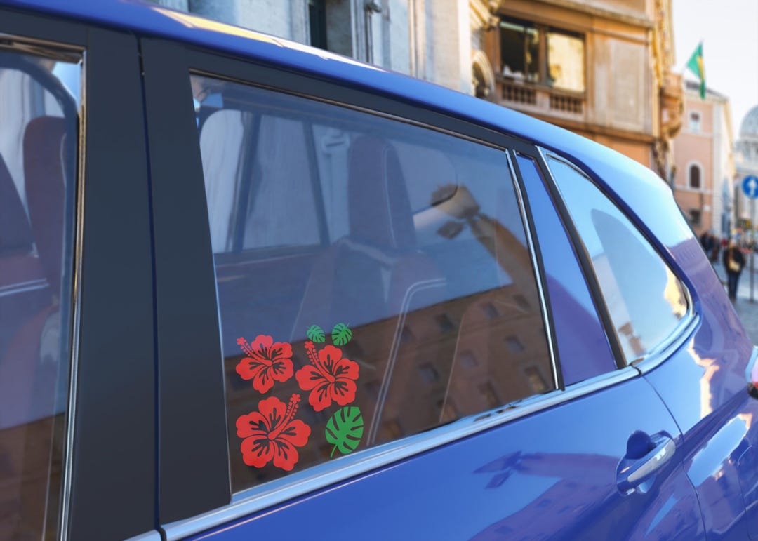 Hibiscus Car Decal, Aloha Hawaii UV DTF Sticker, Tropical Flower Bumper ...
