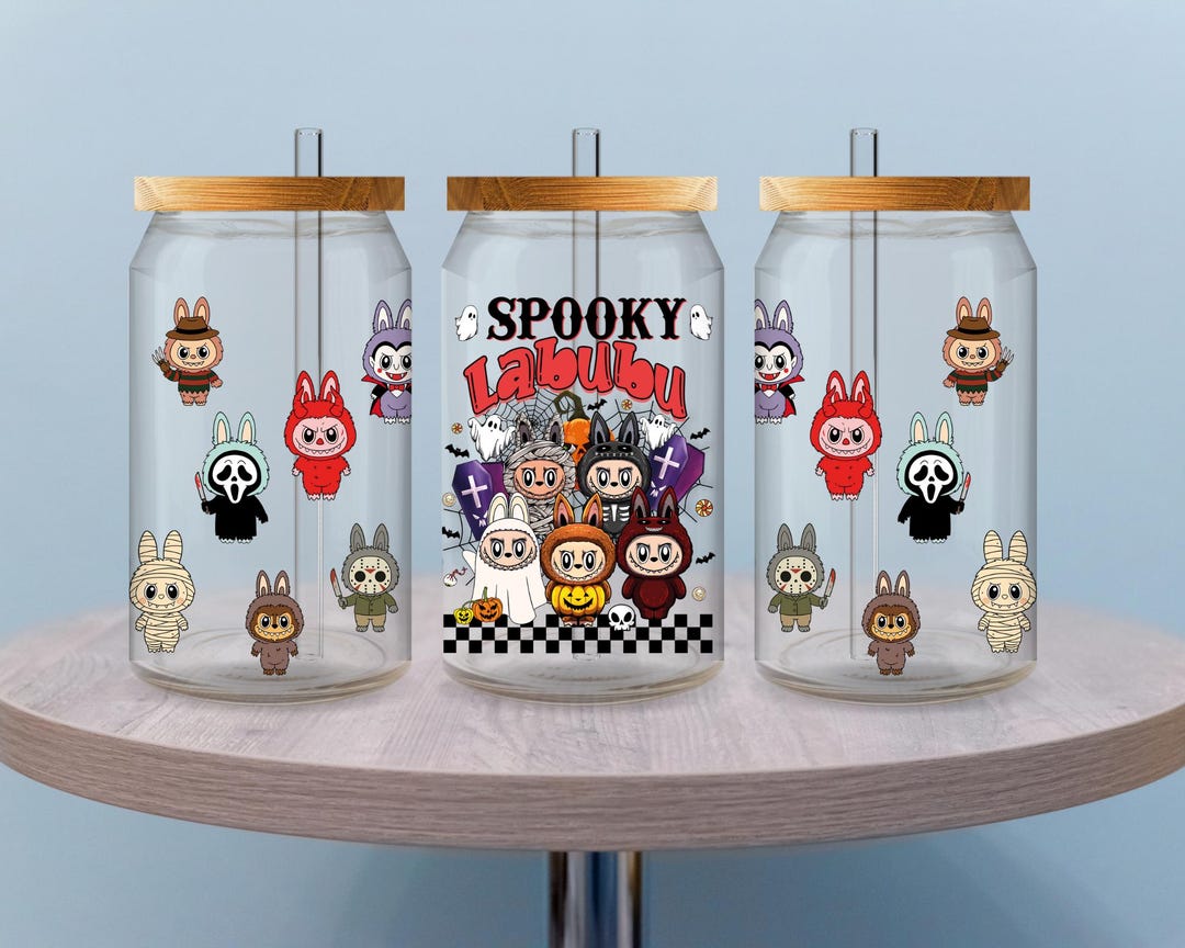 Spooky Labubu Tumbler Wrap, Funny Halloween Labubu UV DTF Cup, Kawaii ...