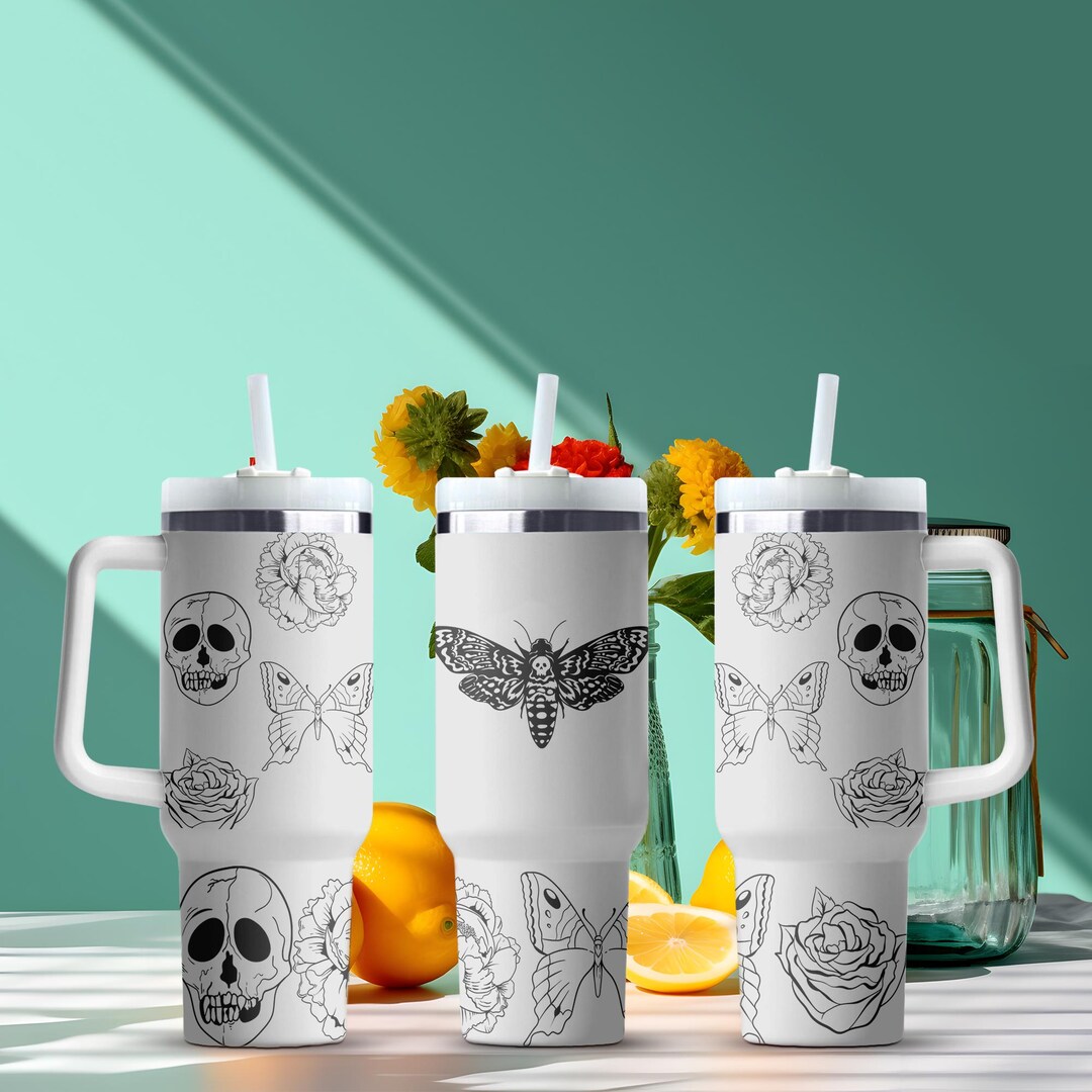 Death Head Moth Cup Wrap, Gothic Skull Moth UV DTF Wrap, Dark Aesthetic ...