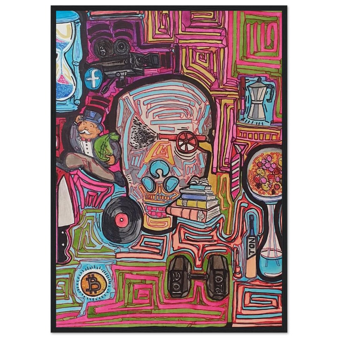 Collage/ Art / Original/ Monopoly Man/ Skull/ Premium Matte Paper ...