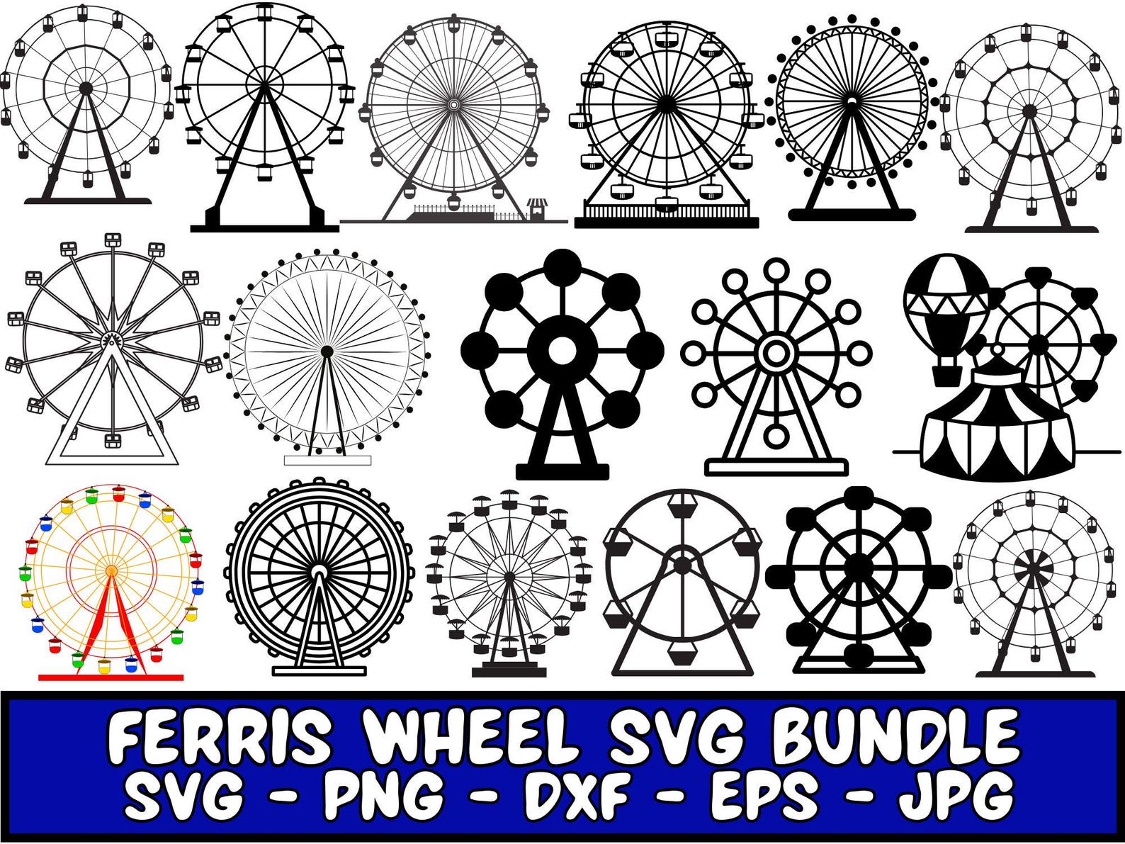 Ferris Wheel SVG Bundle, Ferris Wheel Dxf, Ferris Wheel Png, Ferris ...