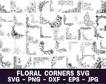Corner Svg Bundle, Corner Svg, Floral Corner Svg Files, Decorative Page ...